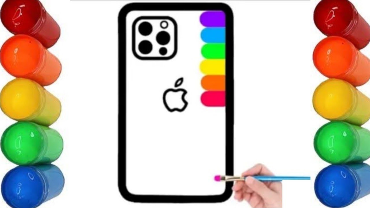 Easy apple iphone drawing, coloring and painting for kids & toddlers ...