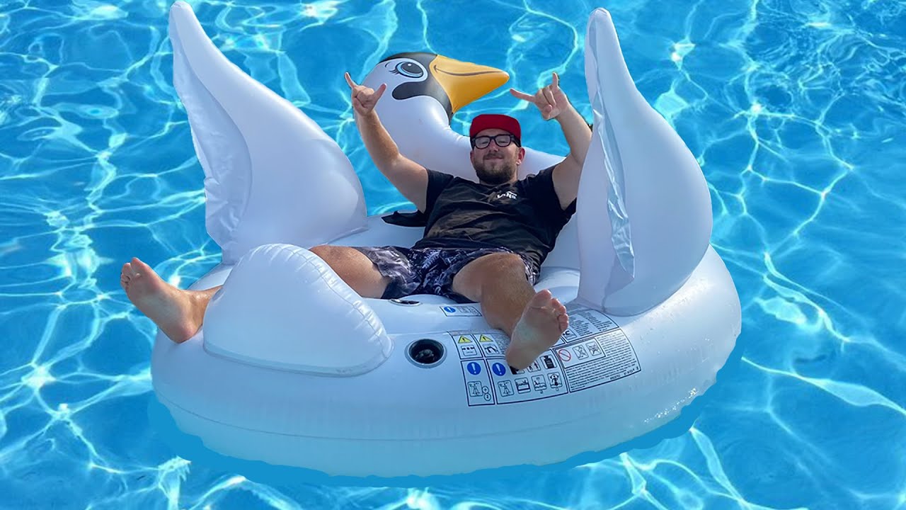 I Spent 24 Hours on an Inflatable Swan - Challenge - YouTube