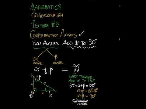 MATHEMATICS || Complementary Angles | Trigonometry | Lecture 3a | # ...