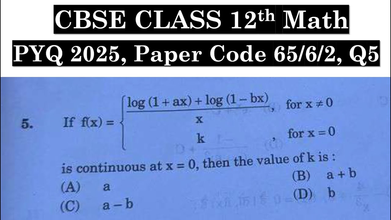 Class 12th Math | Answer Key 2025 | PYQ 2025 | Paper Code 65-6-2 | Set ...