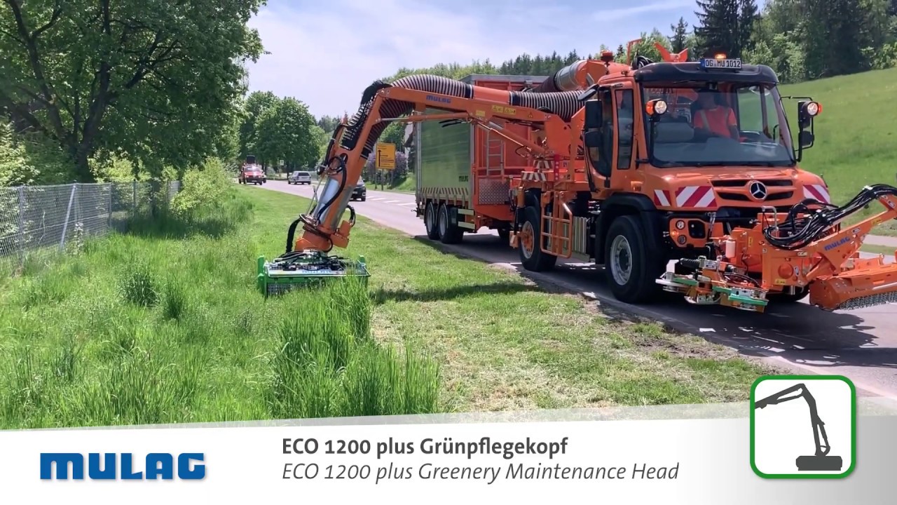 MULAG Grünpflegekopf ECO 1200 plus an Unimog U530 - YouTube