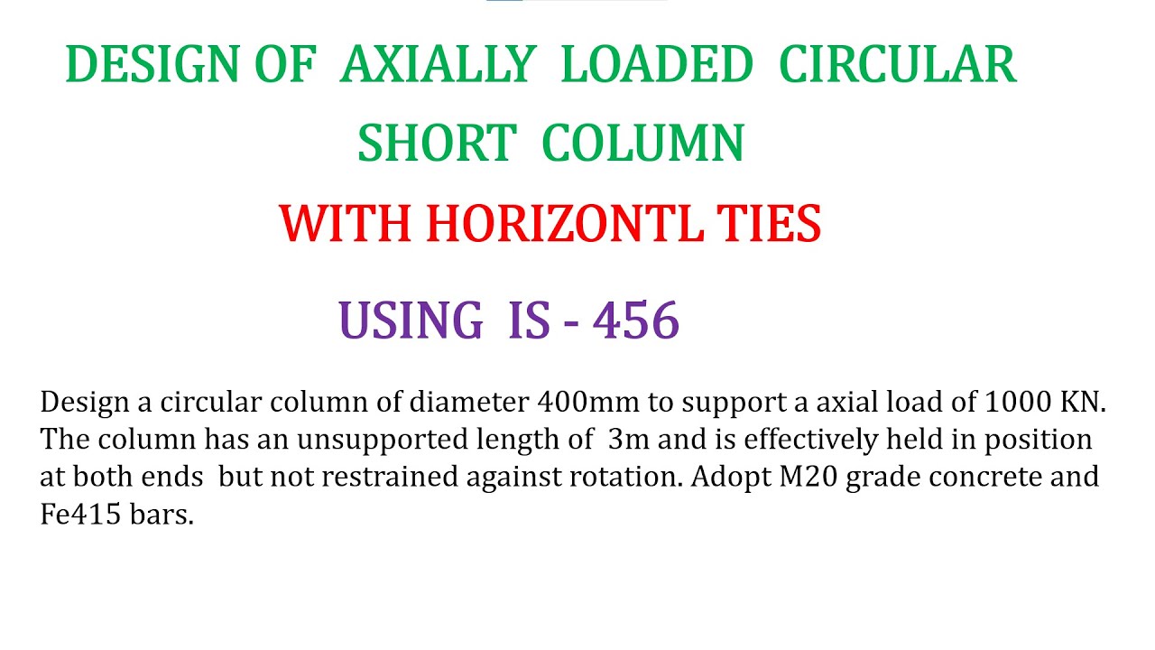 Design of a Axially Loaded Circular Short Column - YouTube
