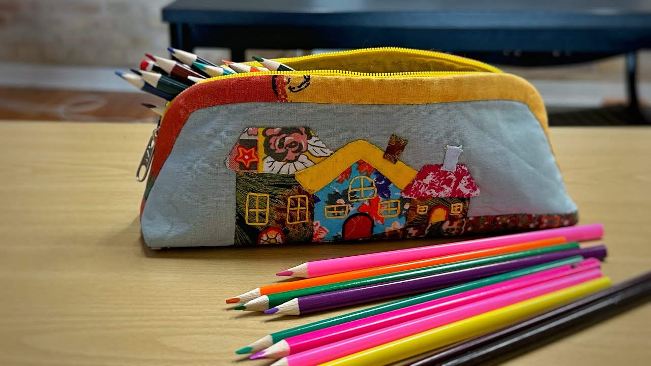How to sew a box pencil case/Diy penci pouch/a zippered box pouch/easy ...