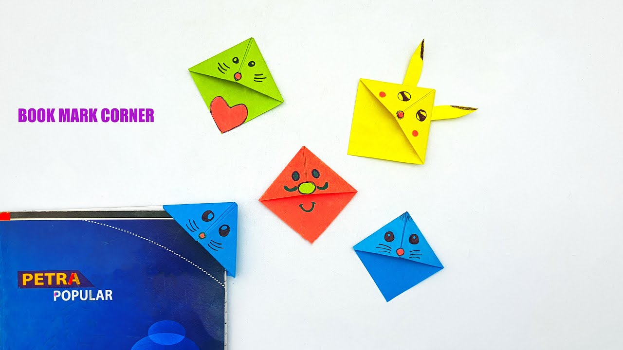 Diy Book Marks For Books From Color Paper - Origami Book corner Making ...