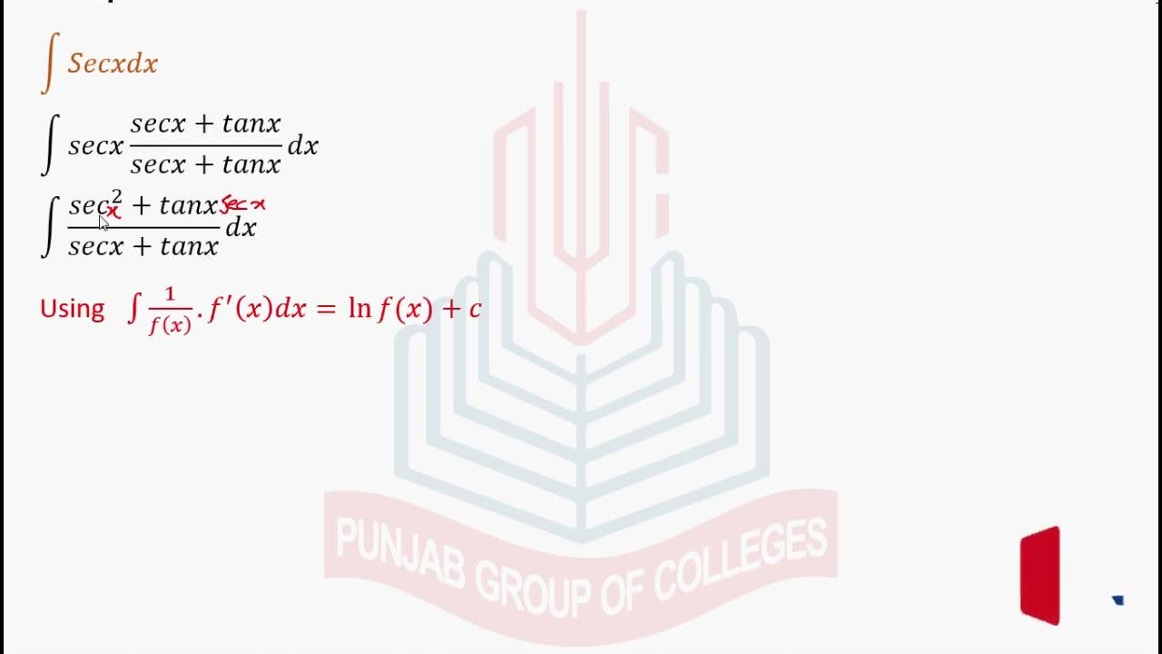 Exercise No 3 2 5 To Evaluate the integral of Secx and Cosecx 720p - YouTube