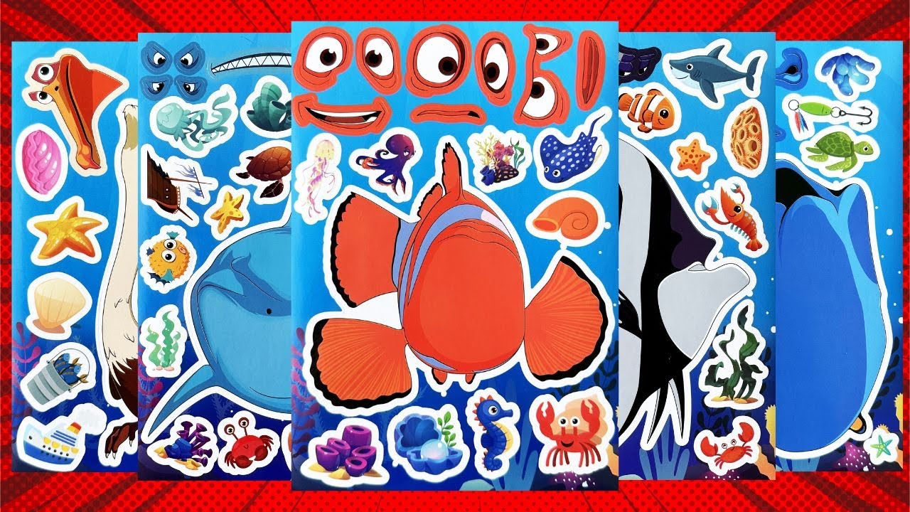 Finding Nemo Sticker Marlin, Bruce, Coral, Gill Fun Sticker Activity 🌈 ...