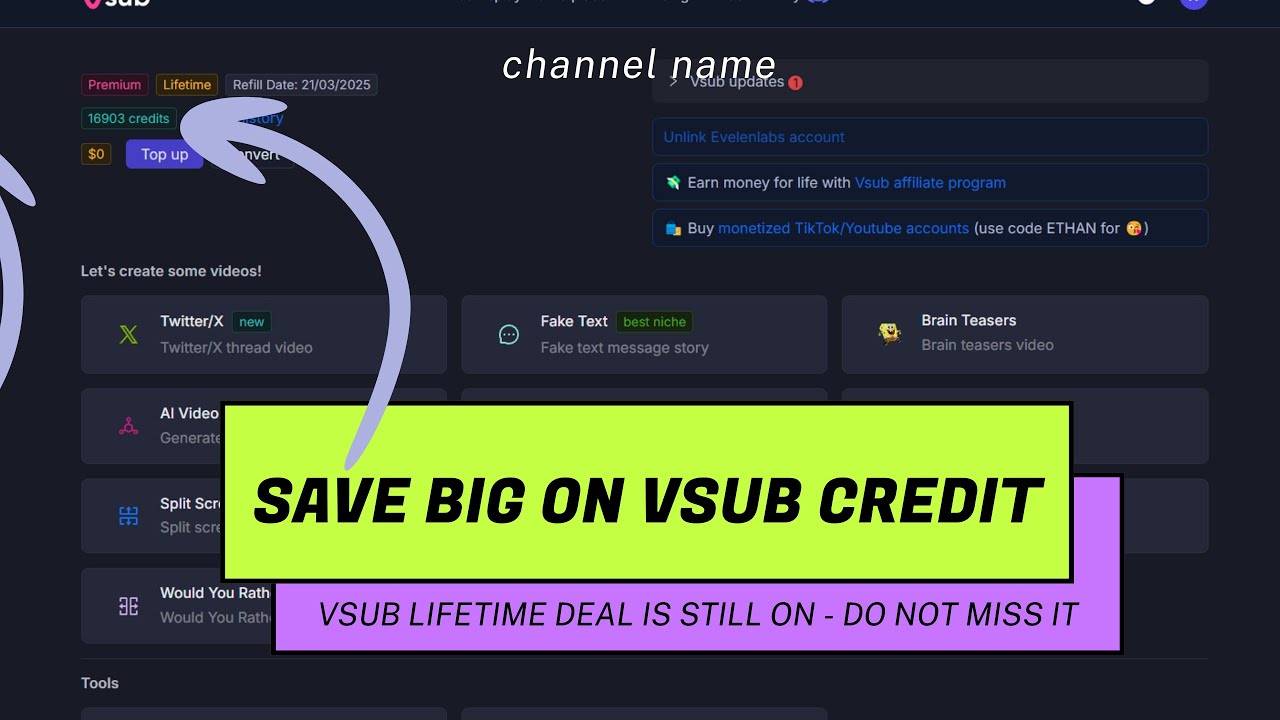 Vsub Review How to Save on Credit on Vsub AI Platform by Linking to a ...