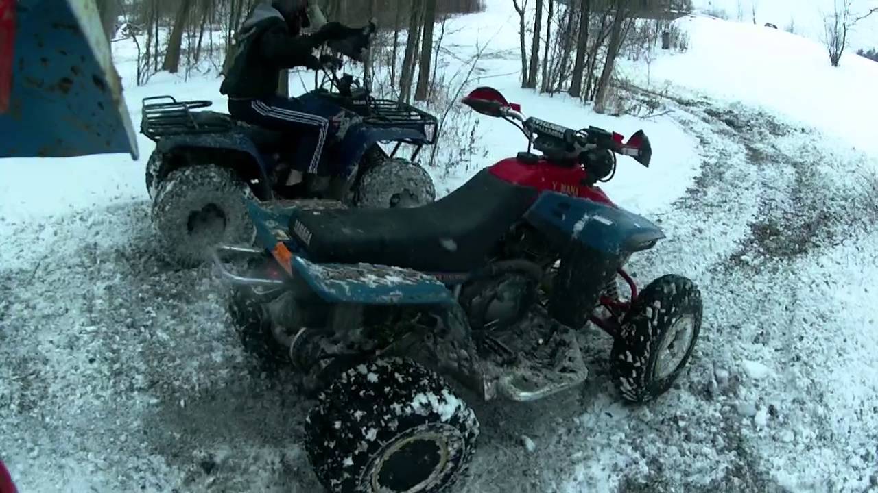 Riding in the Snow - Yamaha Warrior 350 - YouTube