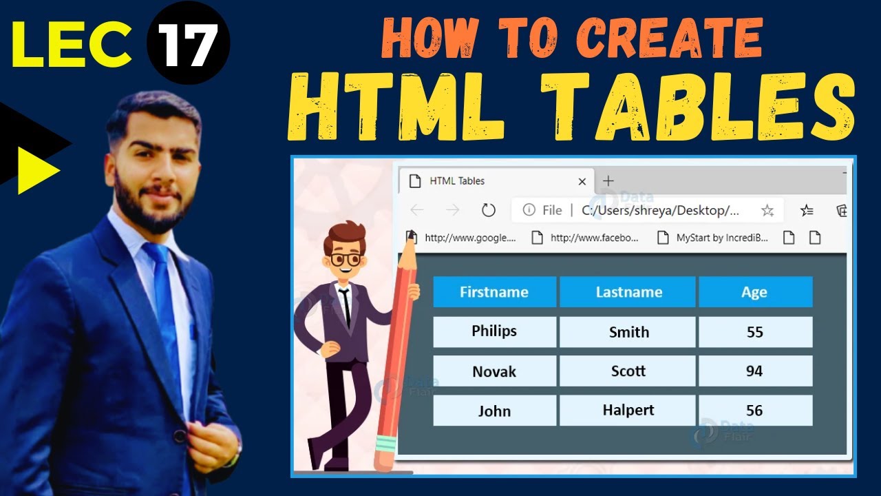 Lec 17 How to Insert Tables in HTML? | Web Dev Course 2025 - YouTube
