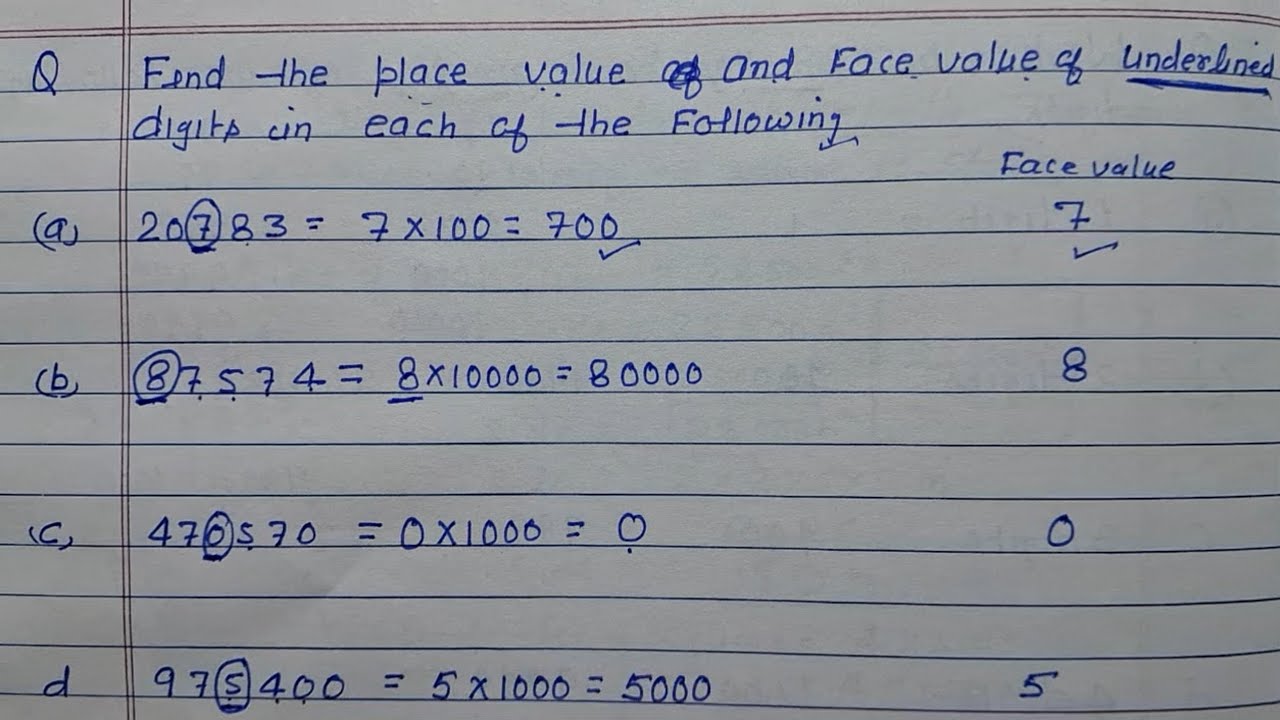 Write the place value of underlined digit | Find place value of colour ...