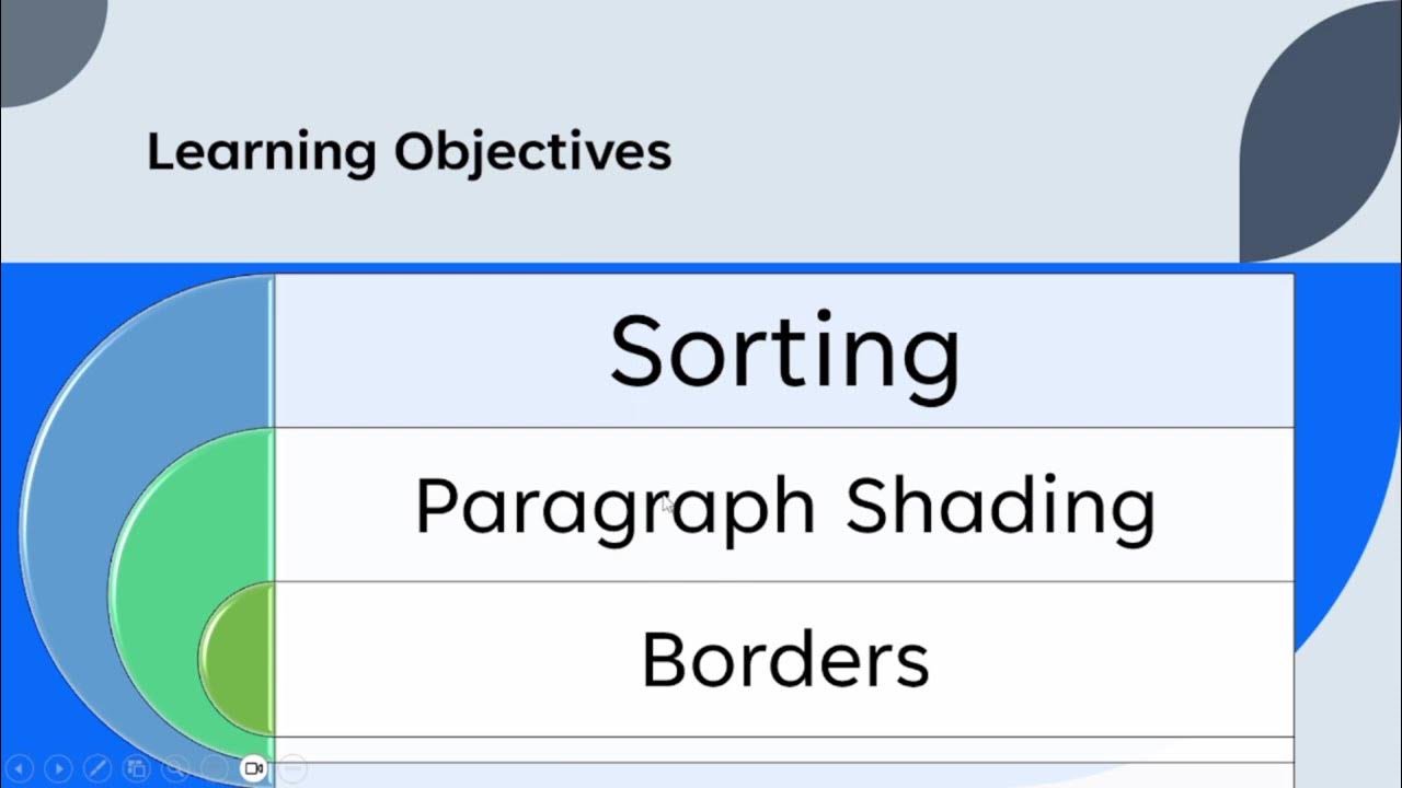 Day 05 MS WORD Tutorials sorting in ms word, paragraph shading in ms word, borders in ms word ...
