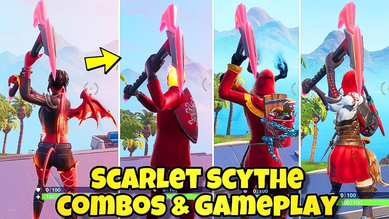 NEW "SCARLET SCYTHE" PICKAXE COMBOS & GAMEPLAY SHOWCASE! Fortnite BR ...