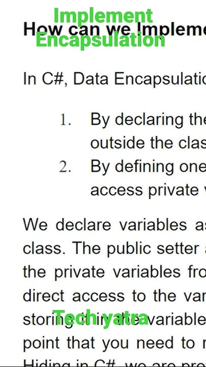 How to implement Encapsulation in C# #techyatra #csharp #nishantgupta #oop - YouTube