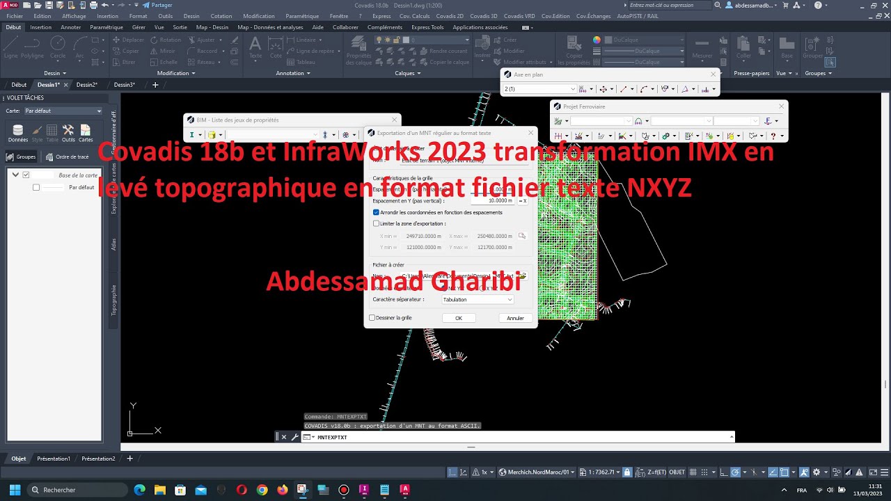 Covadis 18b et InfraWorks 2023 transformation IMX en levé topographique ...