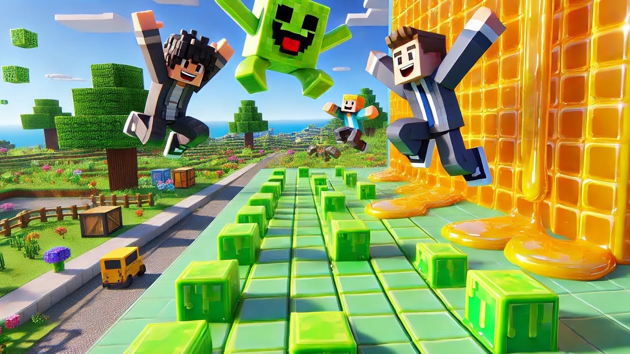 Minecraft: Slime Trampoline Park! - YouTube