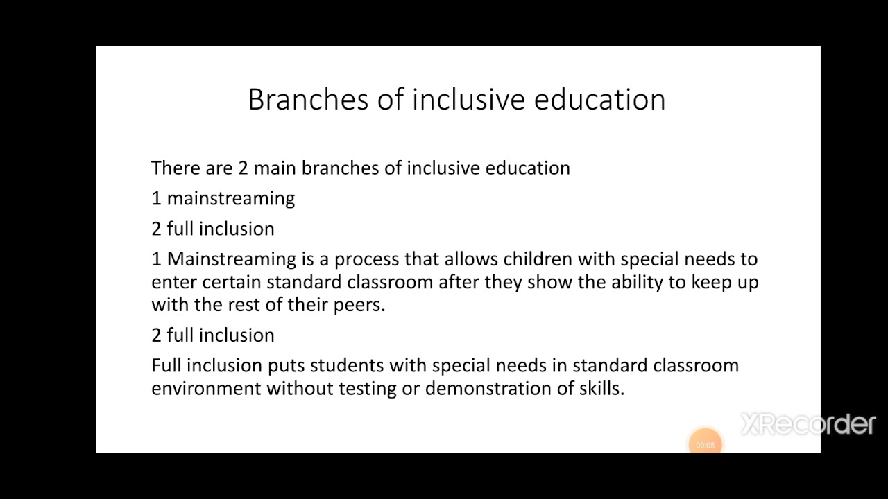2) branches of inclusive education|mainstreaming|full inclusion|meaning ...