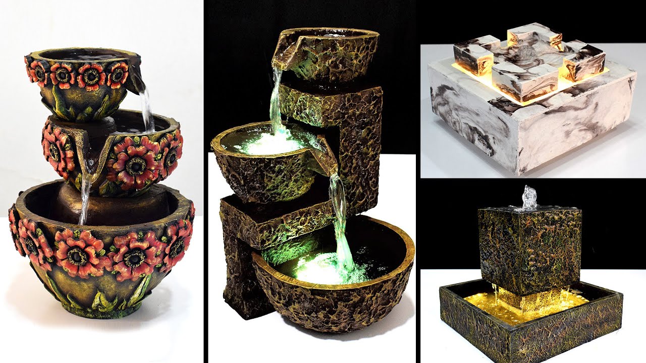 Top 4 DIY Concrete Waterfall Fountain - YouTube