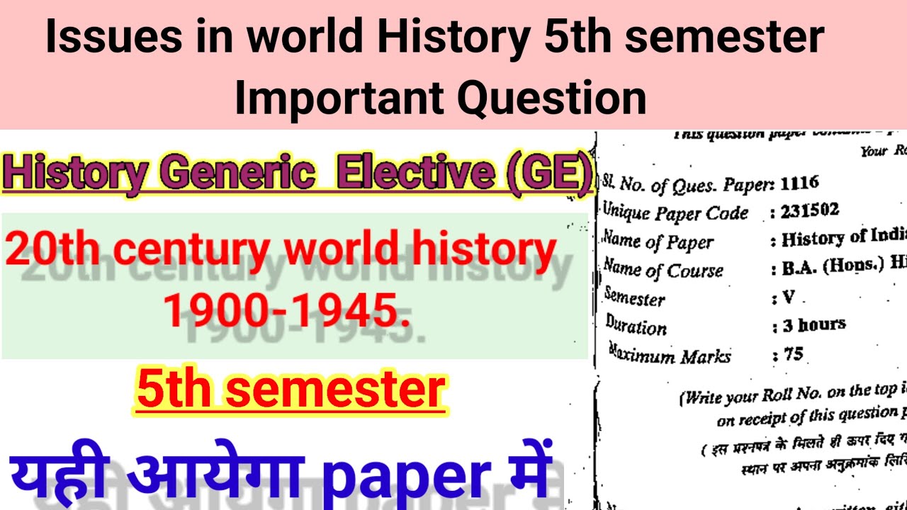 Twentieth Century World History 1900-1945 Most Important Questions ...