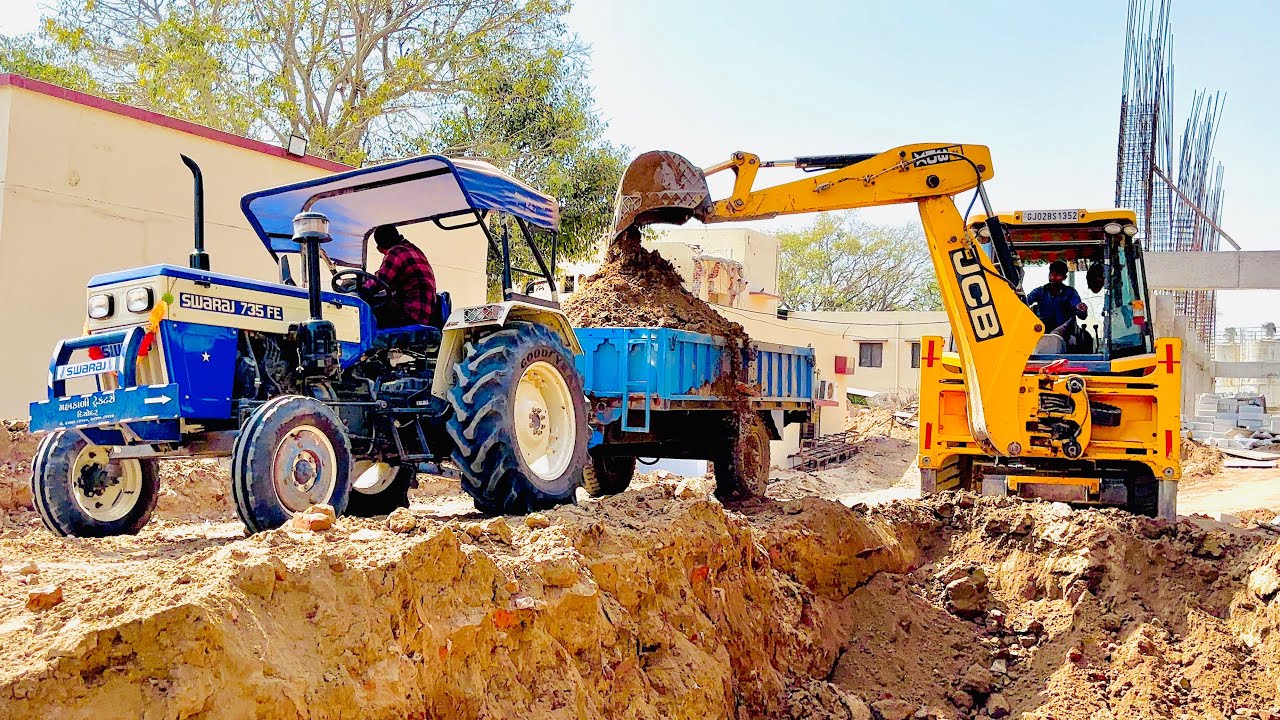 Jcb3dx & Swara tractor troli loding work video - YouTube