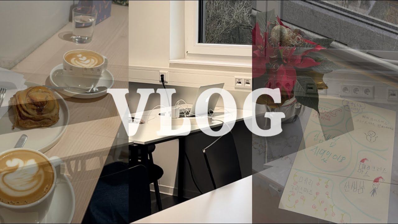 Vlog 독일 일상 브이로그 석사생의 대학원일상 온라인수업 중 밥해먹기 김장김치 친구와 주고받는 아드벤트 캘린더 끝없는 팀플모임 연말 롤링페이퍼