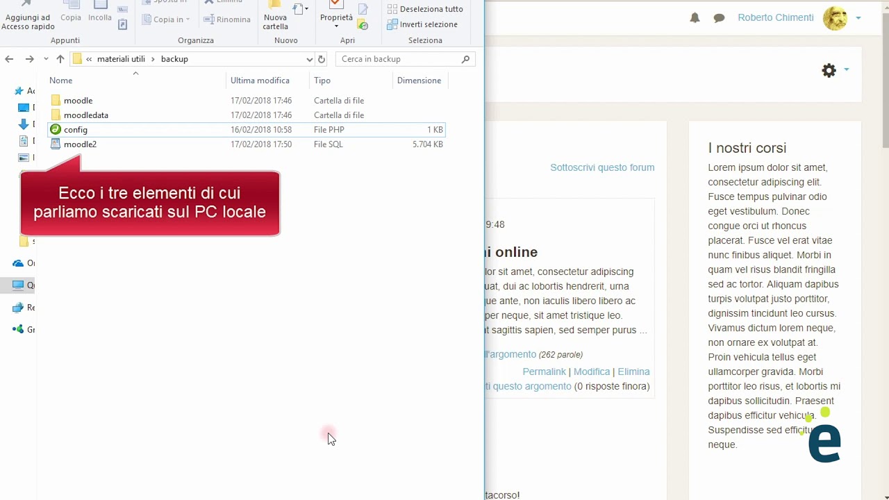 Corso Moodle 3 in italiano: Lezione 35 - Backup manuale di Moodle - YouTube