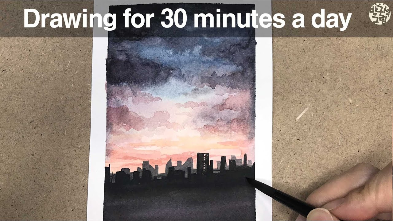 Drawing for 30 minutes a day/sunset - YouTube