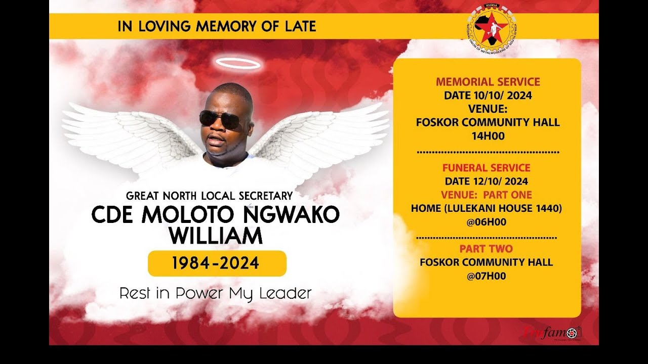 memorial service of comrade NGWAKO WILLIAM MOLOTO - YouTube