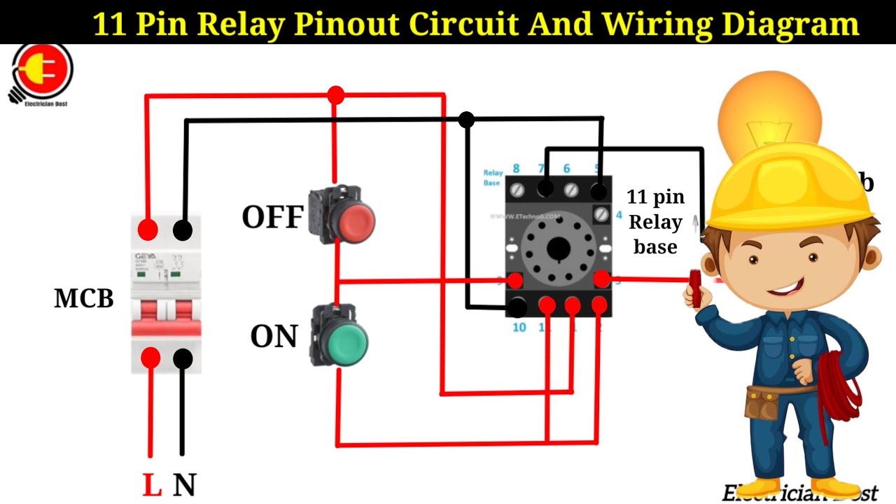 11 Pin Relay Pinout Circuit Wiring Diagram @ElectricianDost - YouTube