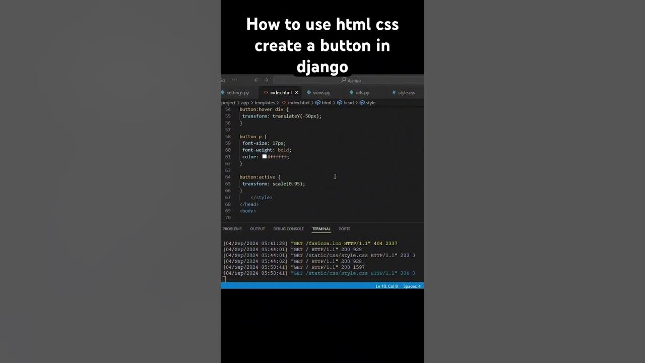 How To Use Html Css Create A Button Hover Me In Django Or Python Shorts Programmer King