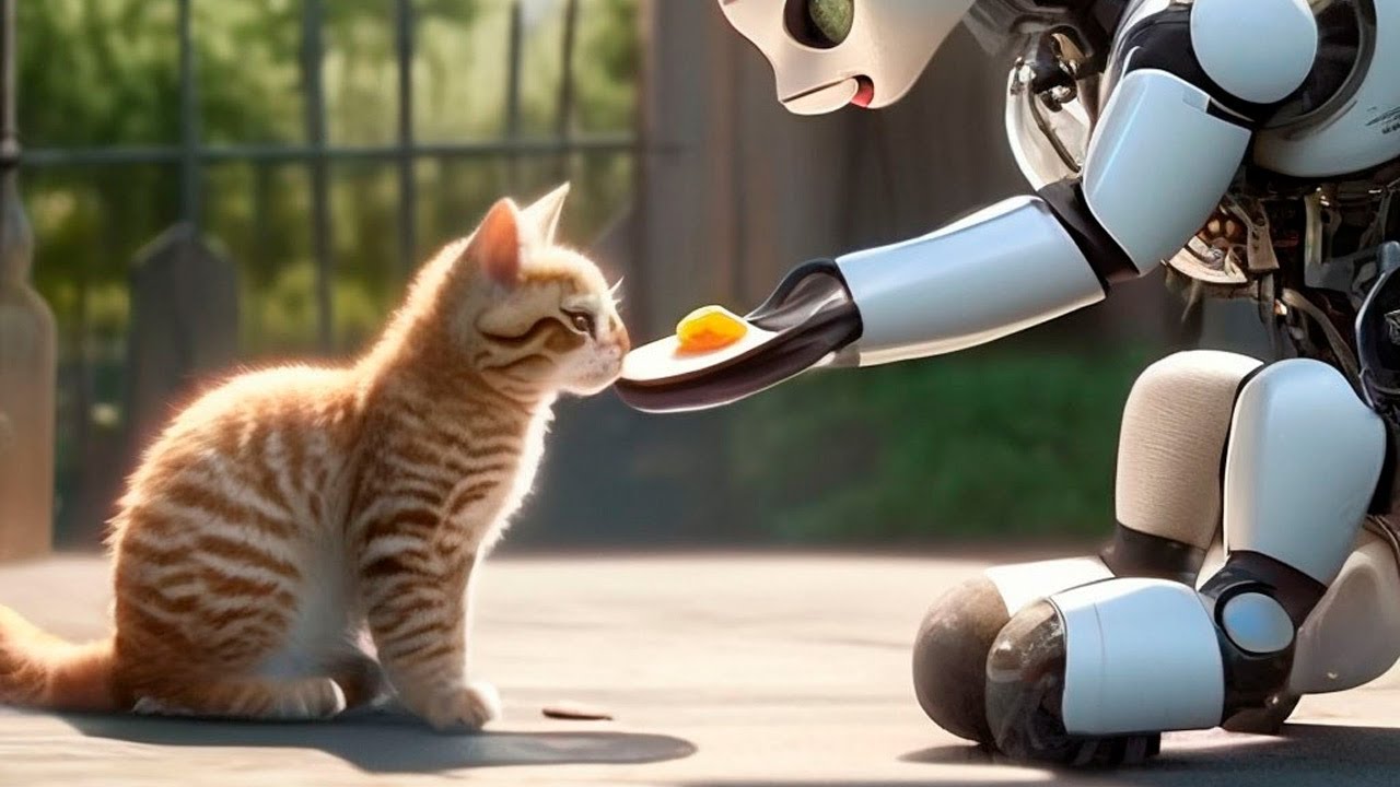 Feeding cute stray cats! Cats' reaction to the robot! - YouTube