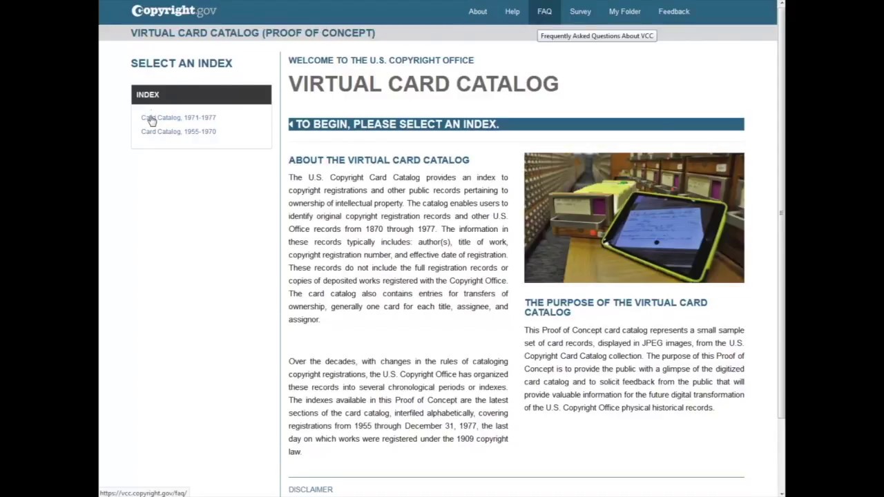 Virtual Card Catalog: Demonstration (2018) - YouTube