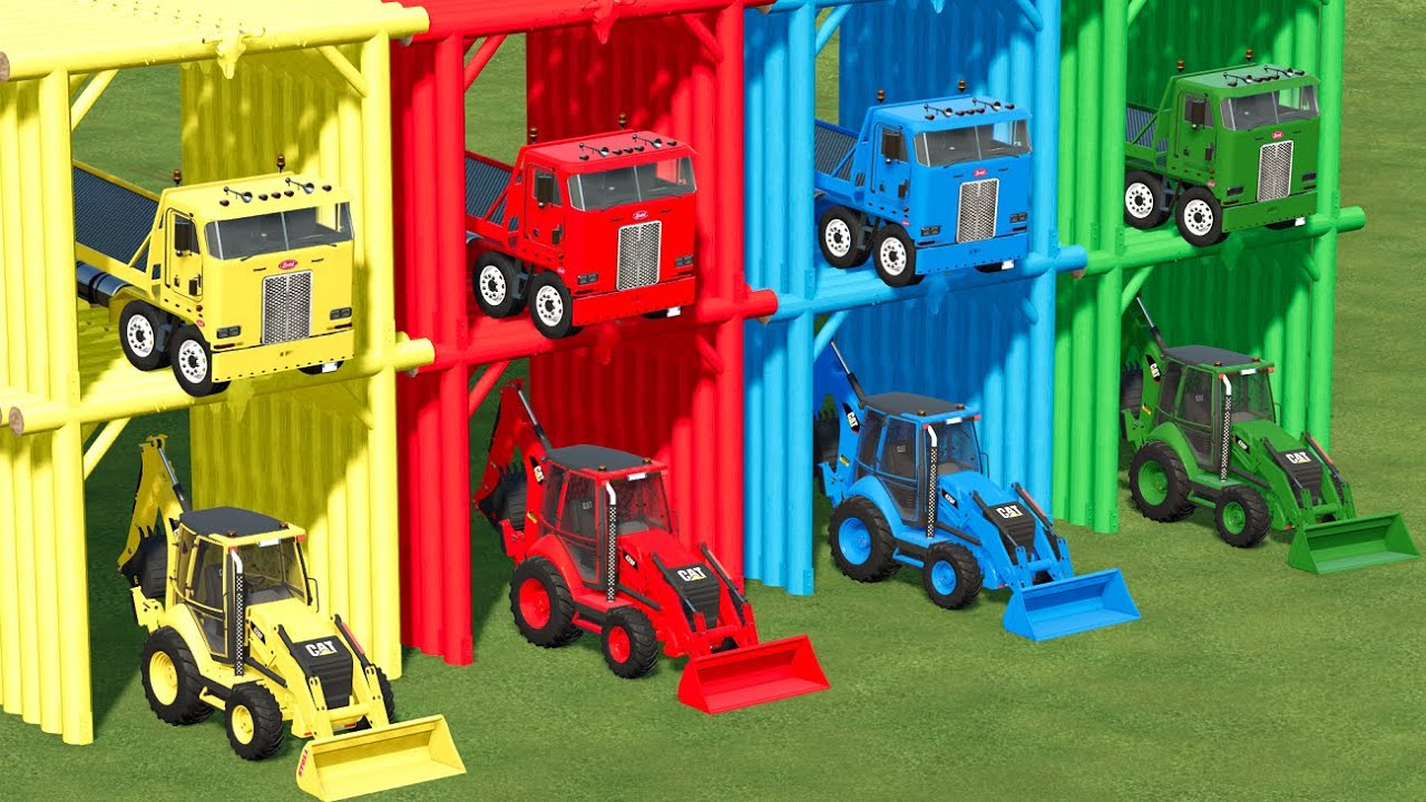 GARAGE OF COLORS ! TRANSPORT OF COLORS ! TRANSPORTING LOADERS TO THE ...