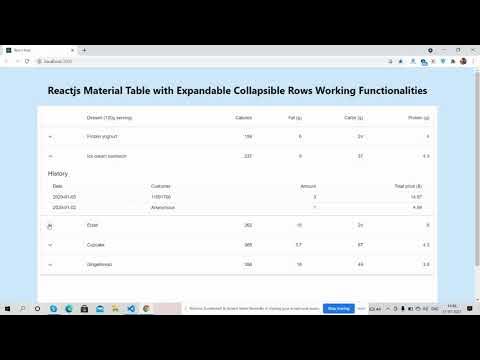 Reactjs Material Table with Row Expand Collapse Working Demo - YouTube