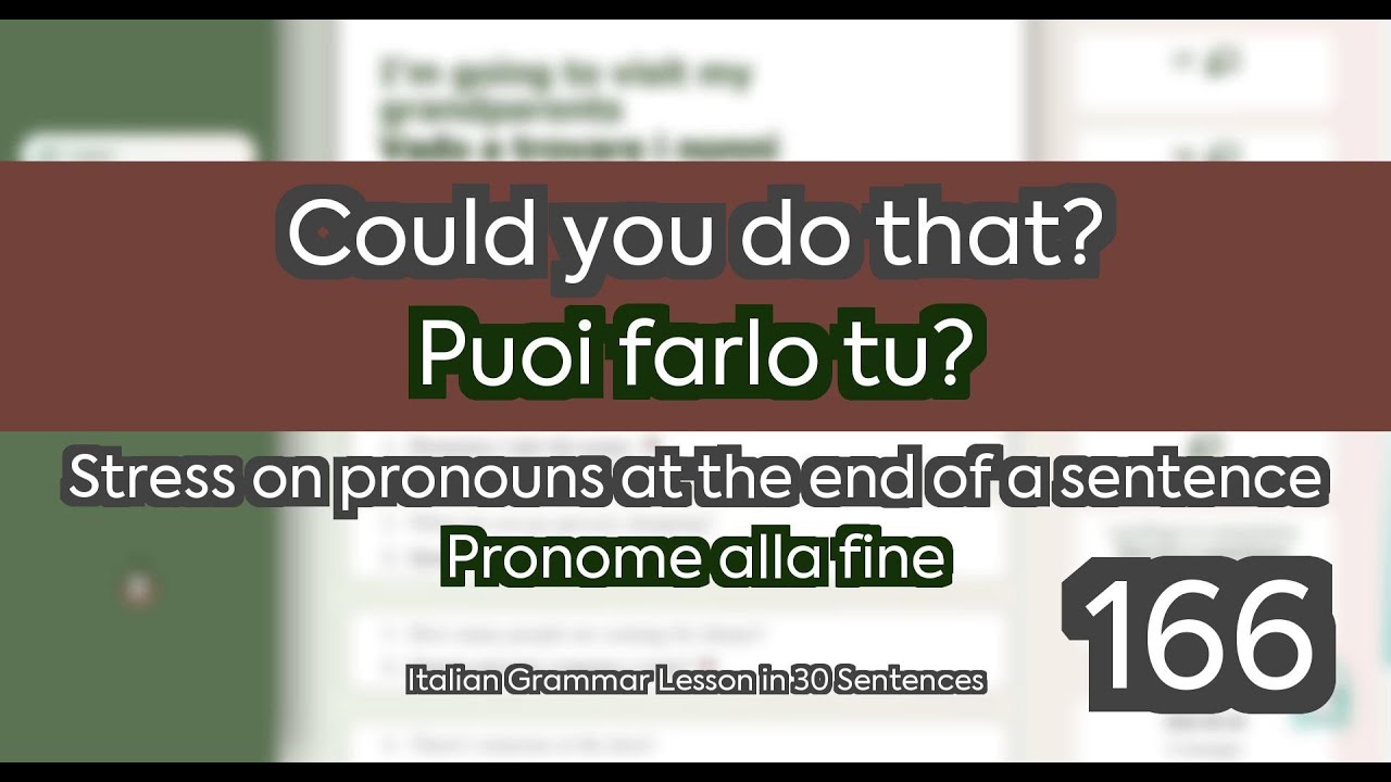 ITALIAN GRAMMAR with Examples 166/249 - Stress on pronouns at the end ...