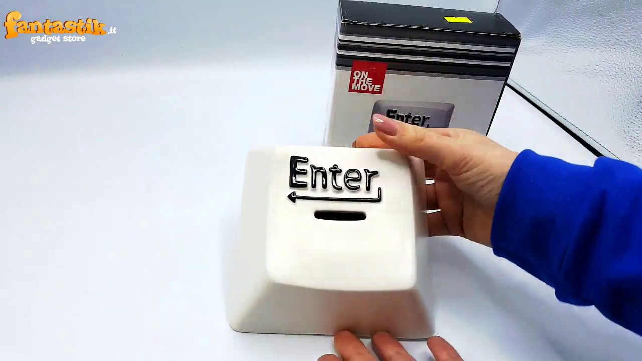 SALVADANAIO A FORMA DI TASTO ENTER - YouTube