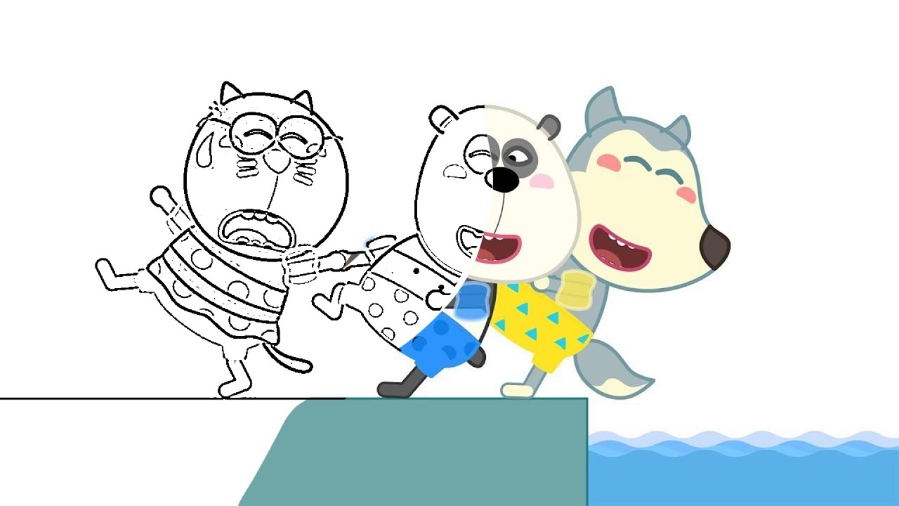 Wolfoo Has fun with friends in the pool / Coloring Wolfoo - YouTube