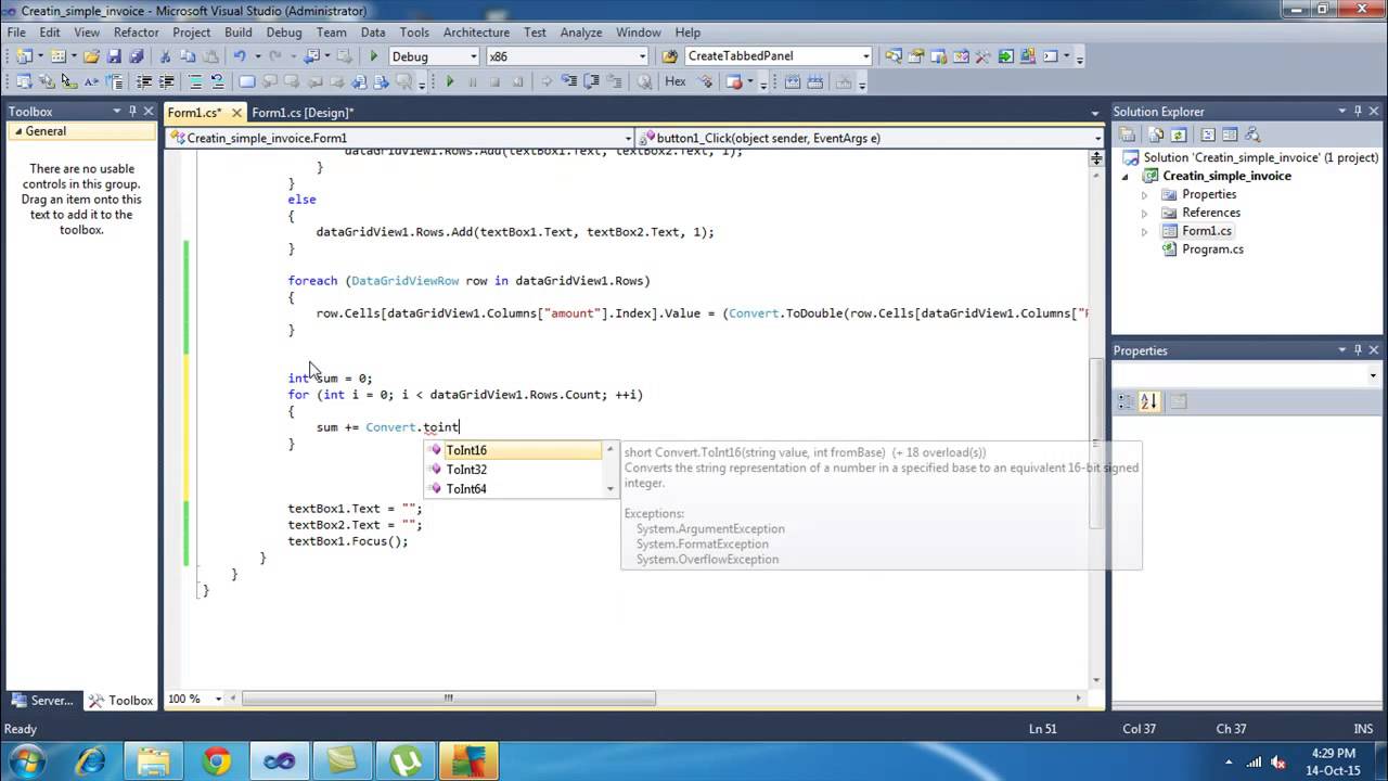 creatin simple invoice Part 3 - YouTube