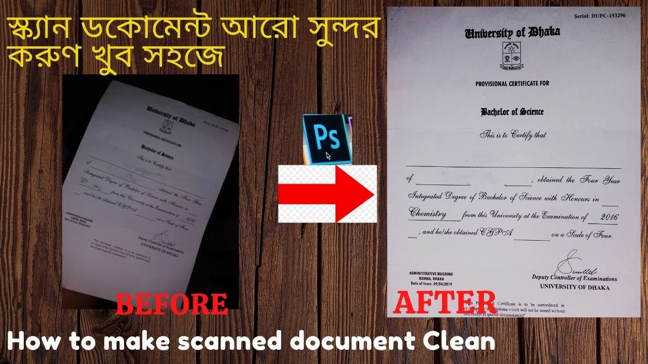 How to clean scan document in Photoshop | Make scanned copy more clear ...