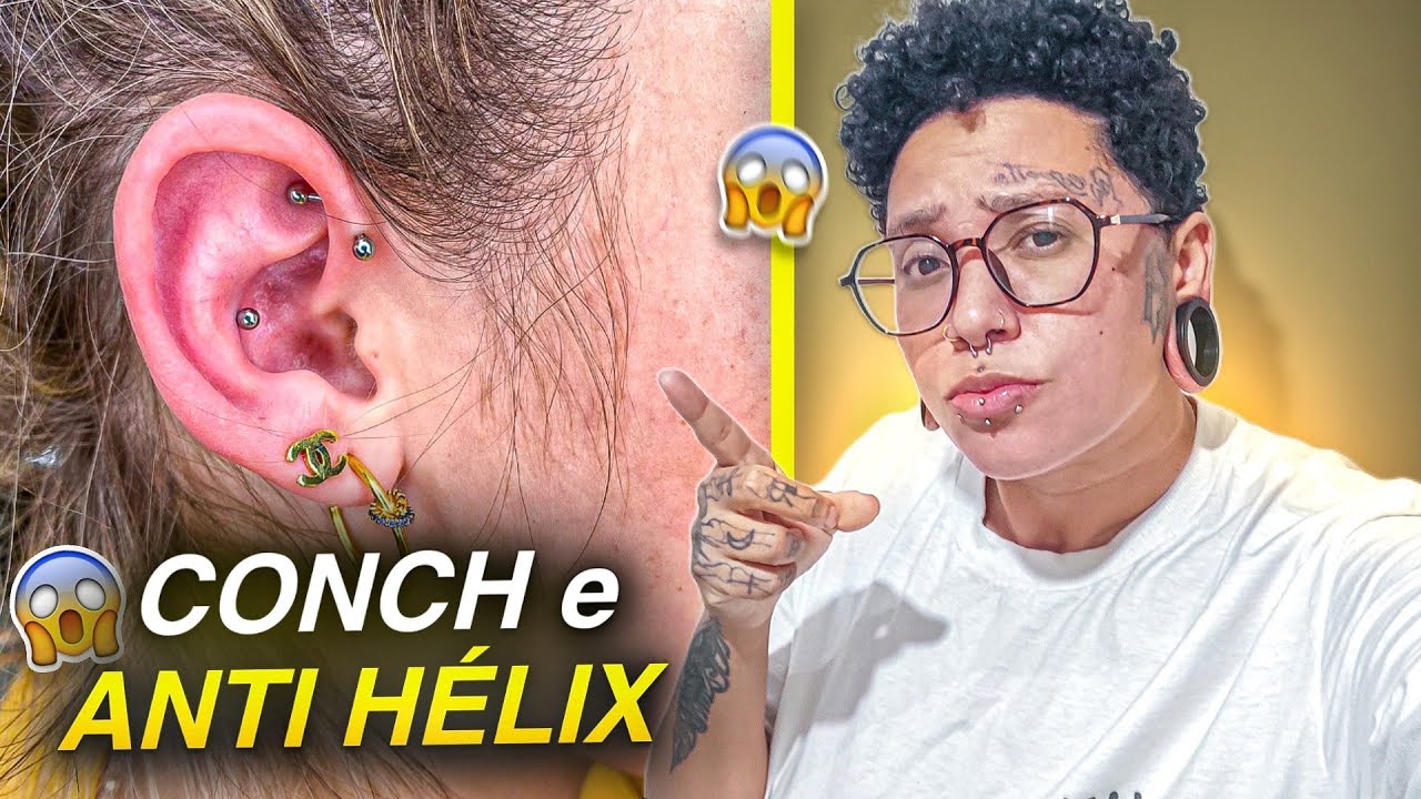 APLICAÇÃO PIERCING NO CONCH E ANTI - HÉLIX - POR KAH ZOMBIE - YouTube