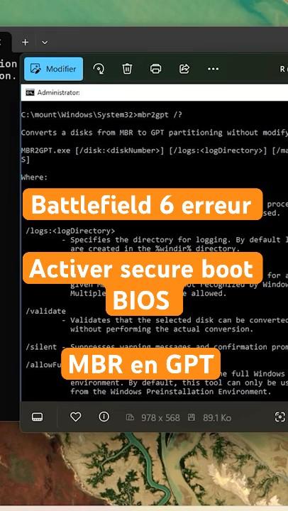 Battlefield 6 gratuit ne se lance pas ? Convertir MBR → GPT & activer ...