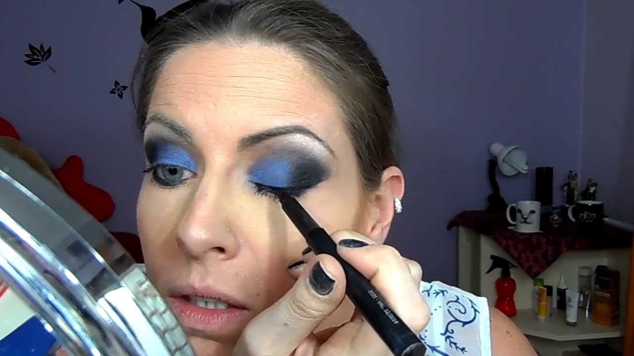 Make azul e preto para Reveillon por Aline Luz - parte 2 - YouTube