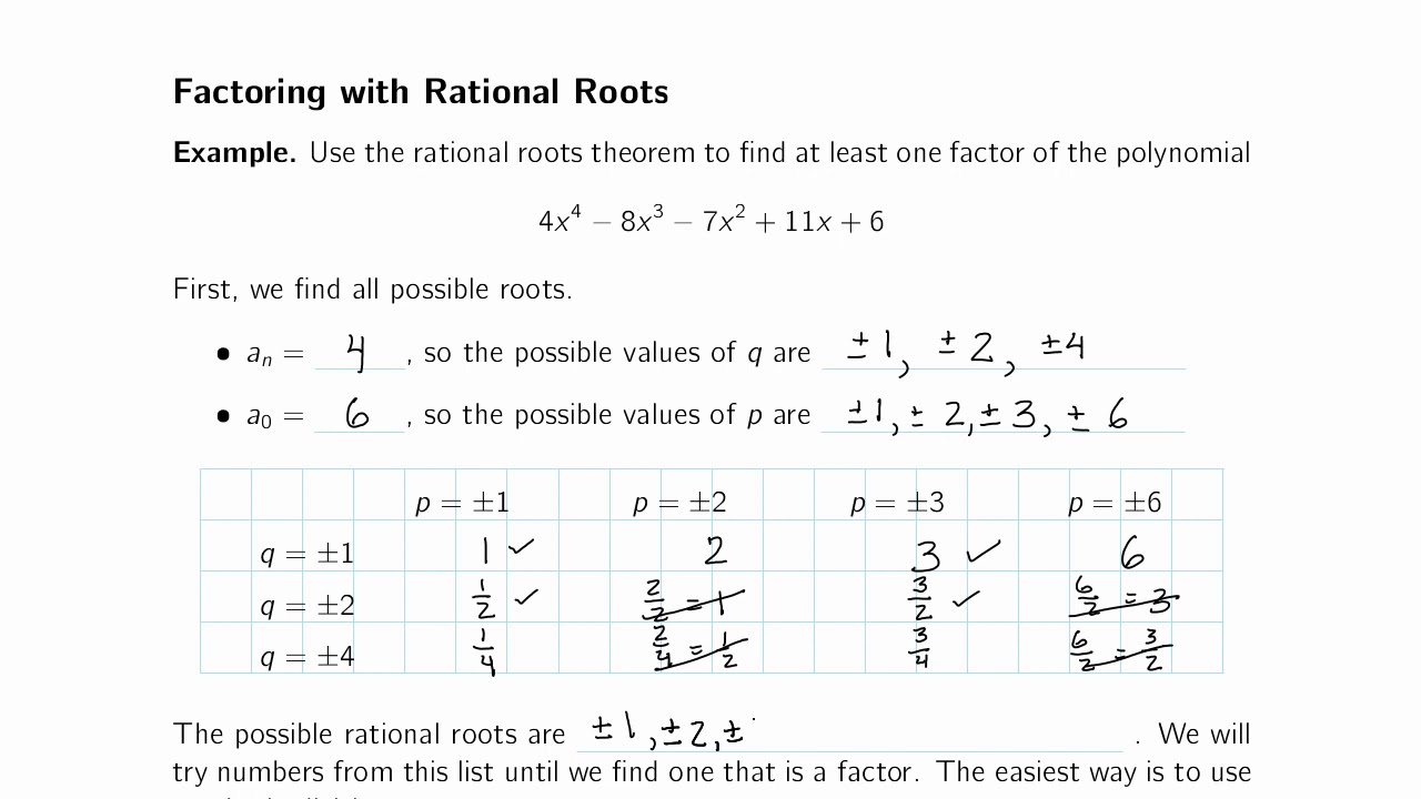 Factoring with Rational Roots - YouTube