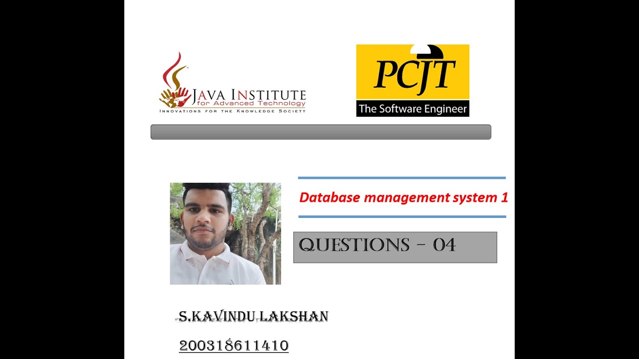 Question 04 Set 01 | Database Management System | Java Institute ...