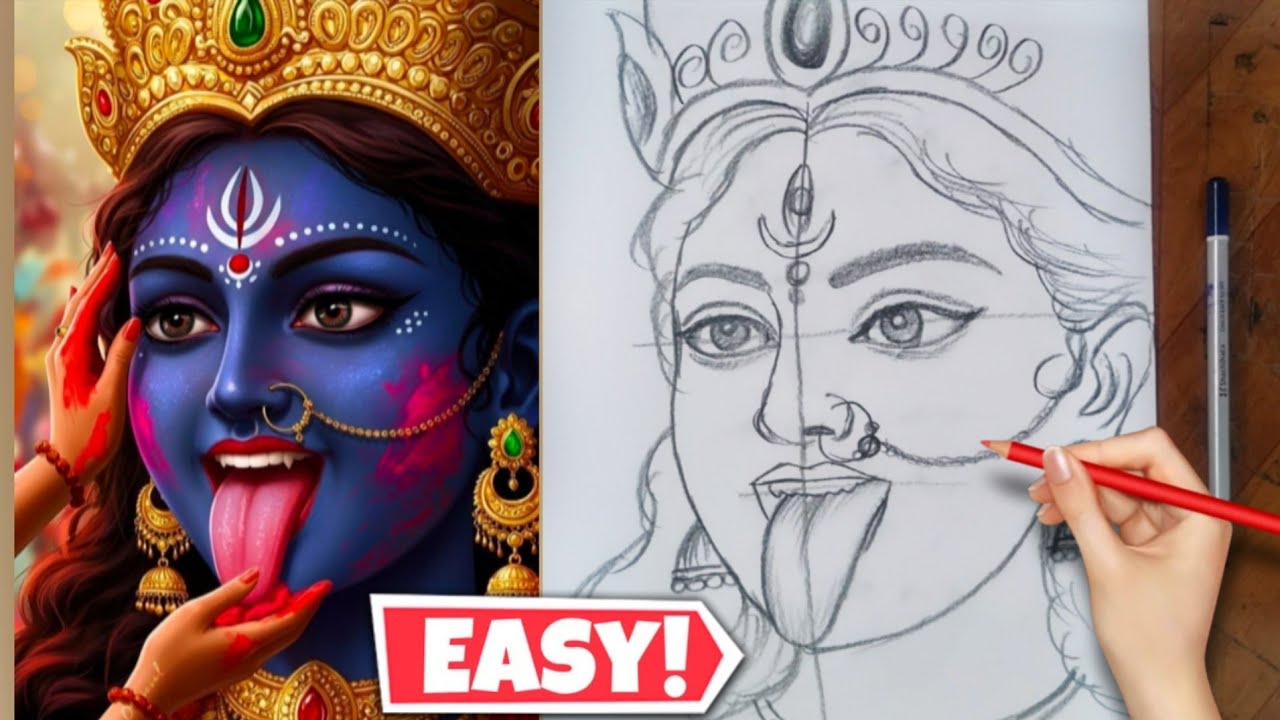Mahakali Maa drawing | Navratri drawing | Goddess kaali drawing - YouTube