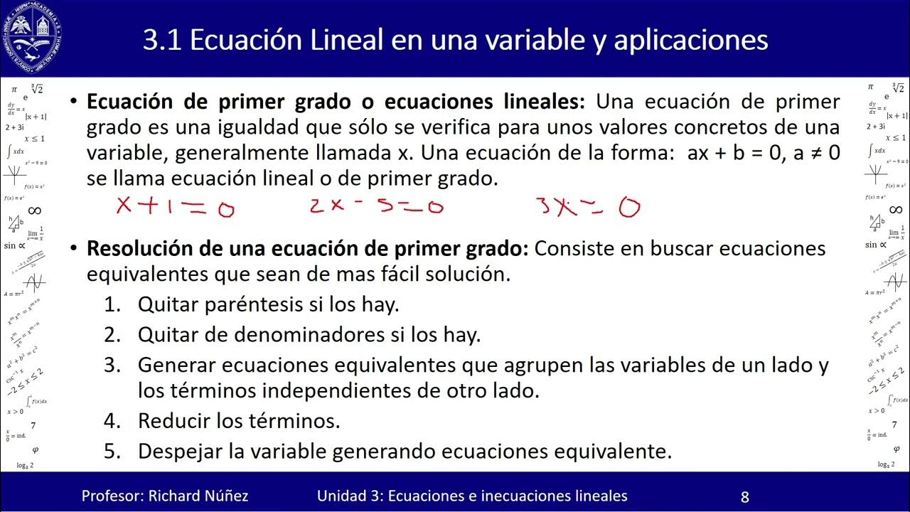 3 Pasos para resolver una ecuación Lineal - YouTube