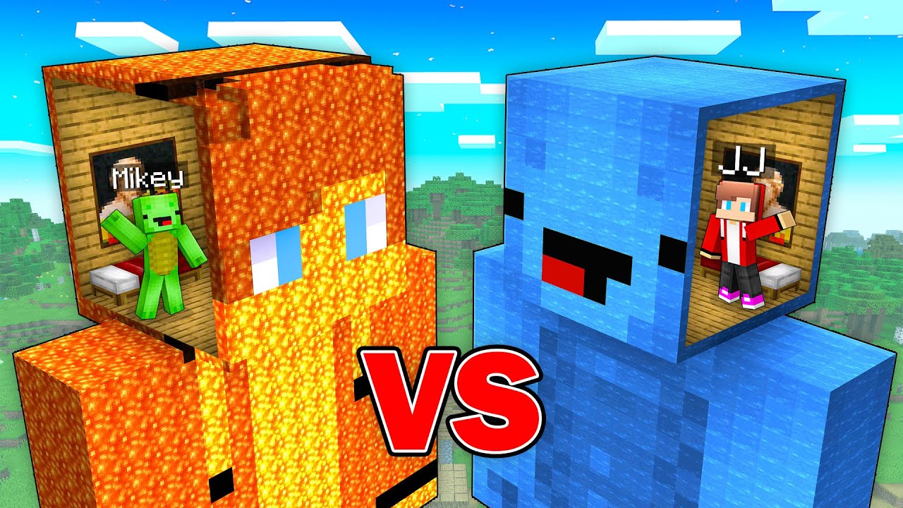 Mikey LAVA vs JJ WATER Statue BASE in Minecraft ! - Maizen - YouTube