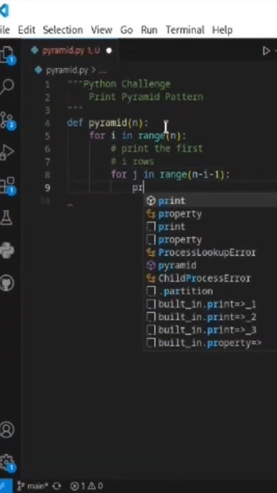 Python Challenge Program To Print Pyramid Pattern In Python Coding Pythontutorial Shorts 