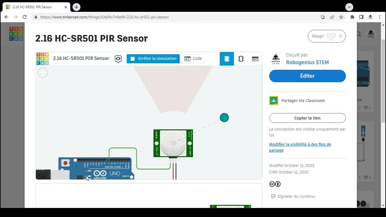 HC SR501 PIR Sensor TinkerCad + Arduino - YouTube