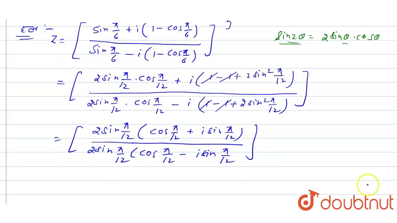 sin" (pi)/(6) + i (1-"cos"(pi)/(6)))/("sin"(pi)/(6) - i (1-"cos" (pi ...