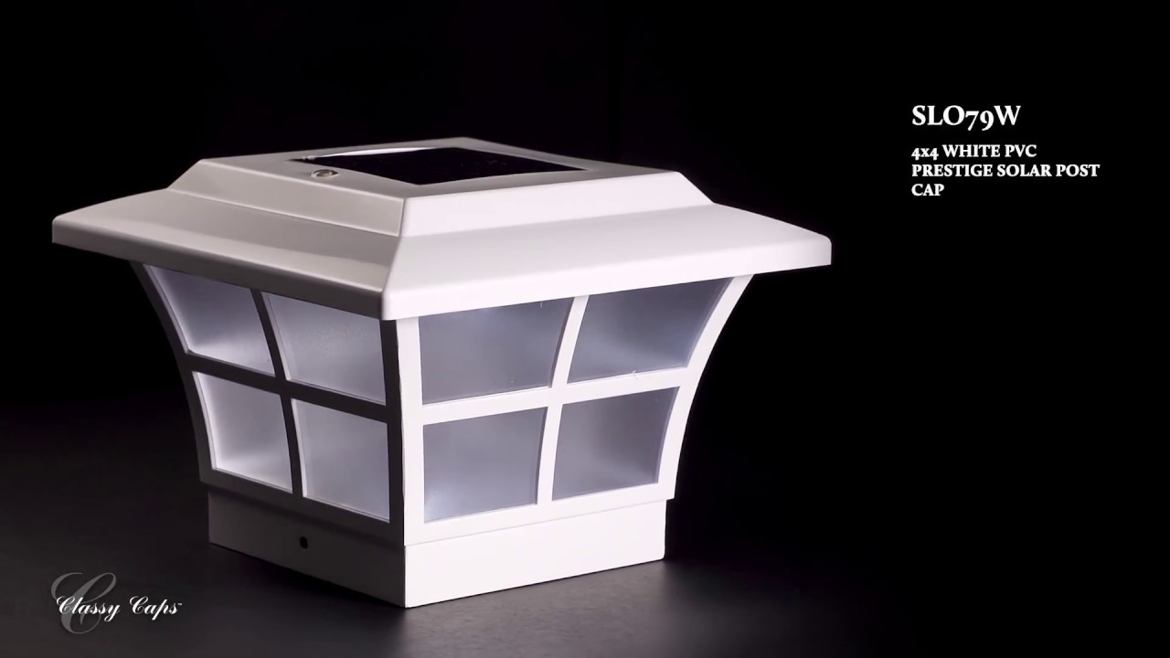 Classy Caps 4x4 White PVC Prestige Solar Post Cap Model# SLO79W - YouTube